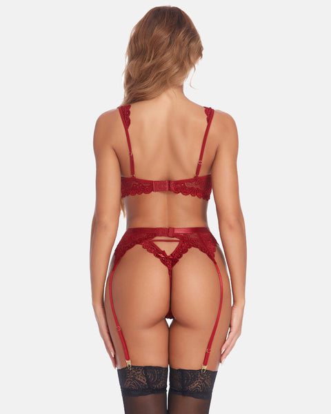Lace Push Up Lingerie Set with Garter Set (No Stockings) – Avidlove New