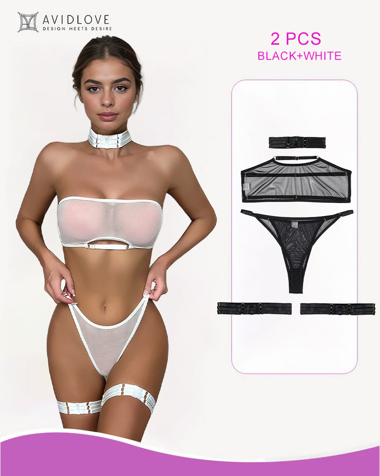 4 Piece Sheer Mesh Bra and Thong Set – AVIDLOVE
