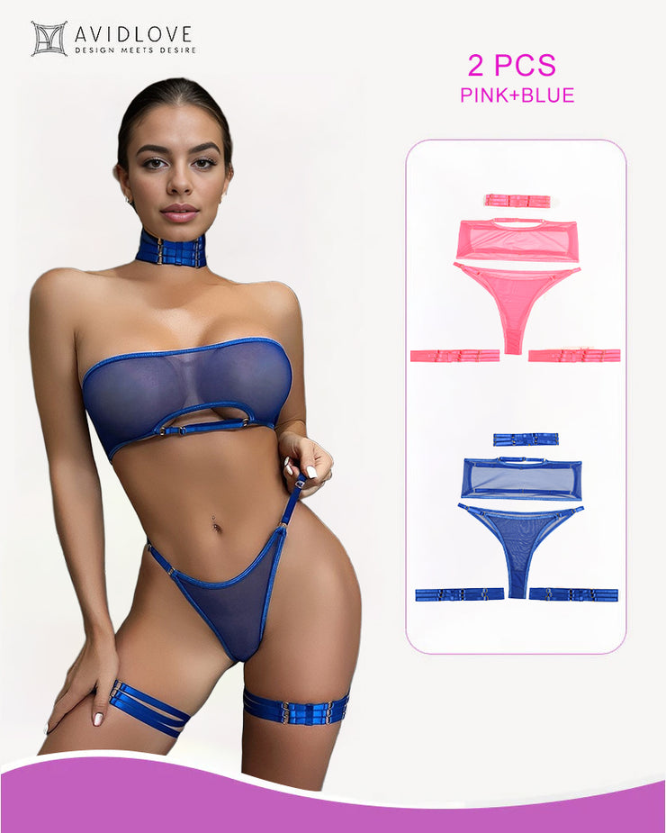 4 Piece Sheer Mesh Bra and Thong Set – AVIDLOVE